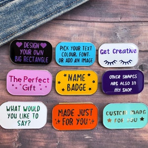 Personalised Design Your BIG Rectangle Enamel Pin | Customised Pin ...