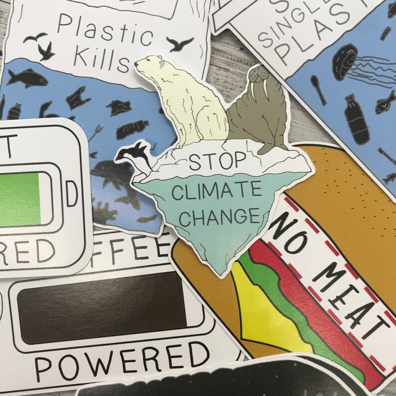 Stop Climate Change Sticker Environment Marine Sea Life | Etsy UK