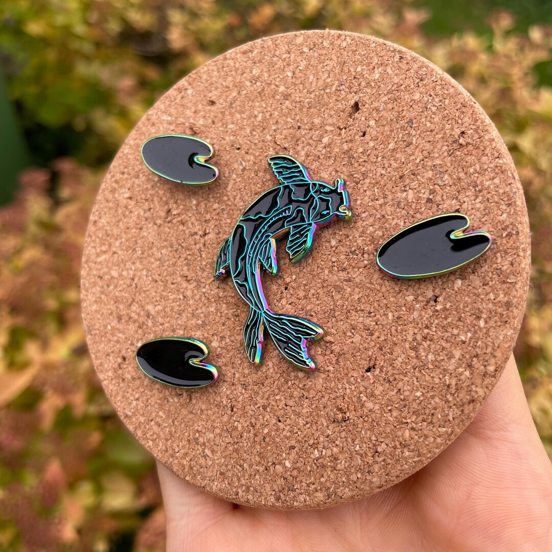 Rainbow Metal Koi Fish Enamel Pin Set With Lily Pads - Etsy