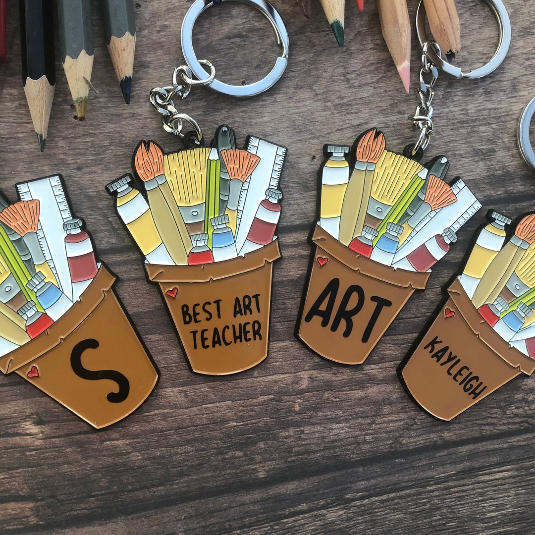 Customisable Art Pot Keyring | Artist, Illustrator, Painter | Keychain ...