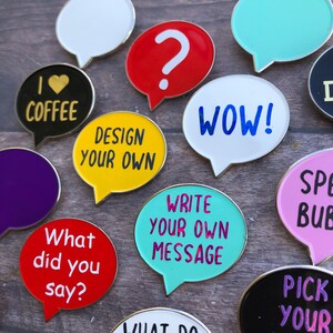 Personalised Design Your Speech Bubble Enamel Pin | Customised Pin ...