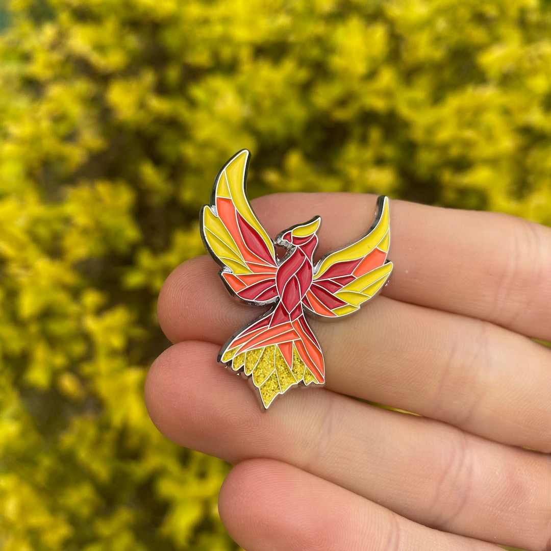 Phoenix With Glitter Tail Enamel Pin | Lapel Pin, Badge | Gift - Etsy