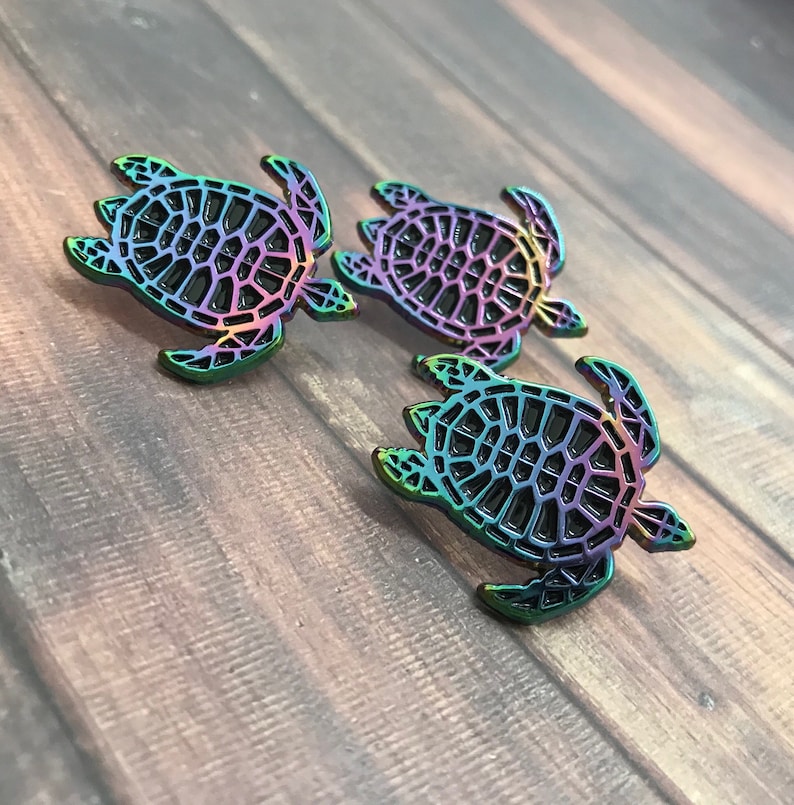 Rainbow Metal Turtle Enamel Pin | Badge Multi Chrome Gift - Etsy