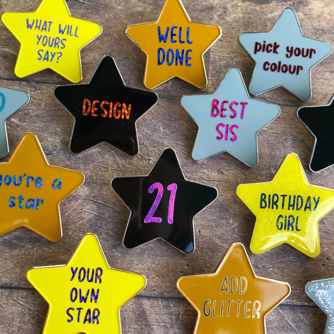 Personalised Design Your Star Enamel Pin | Customised Pin Badge ...