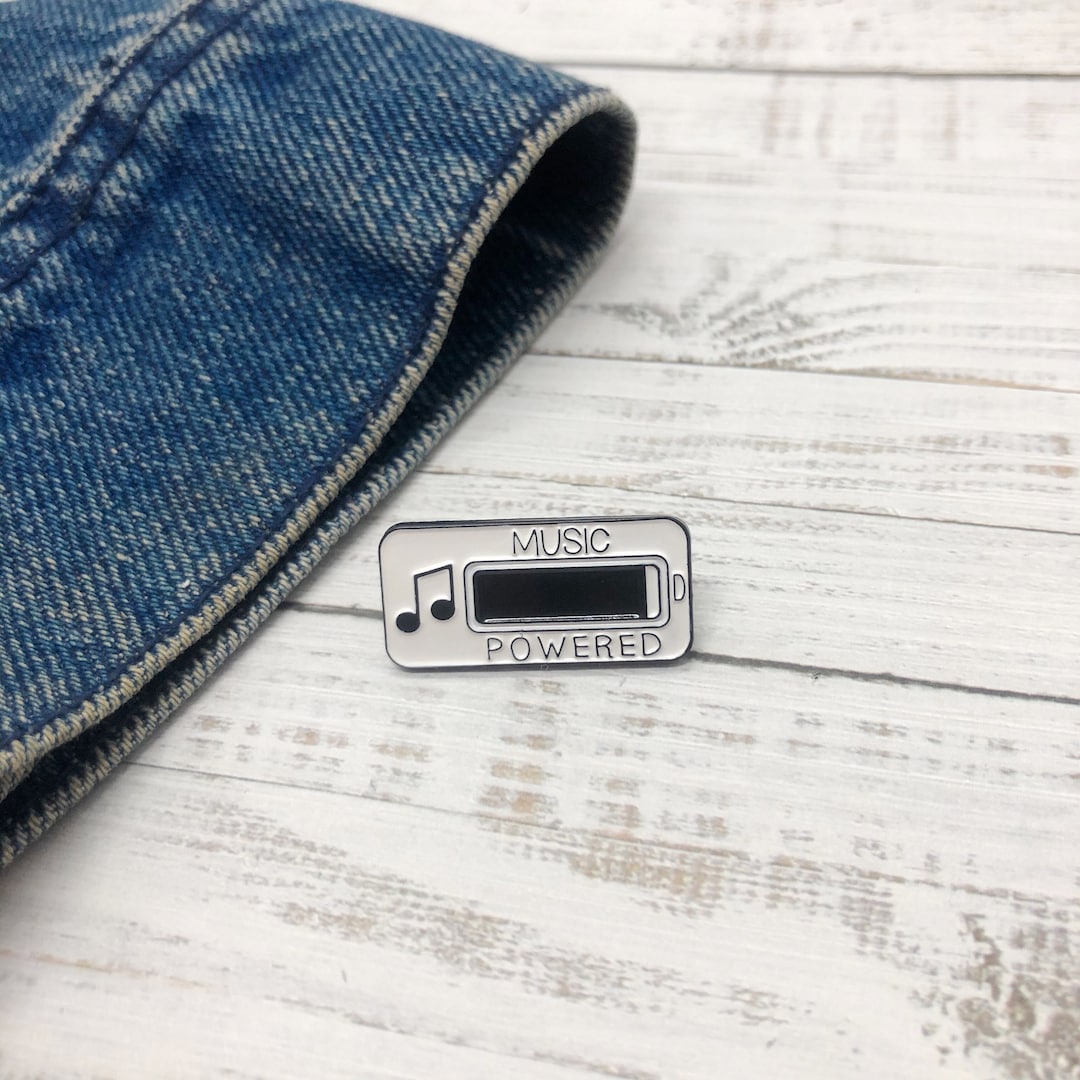 Music Powered Enamel Pin: Battery Badge - Etsy
