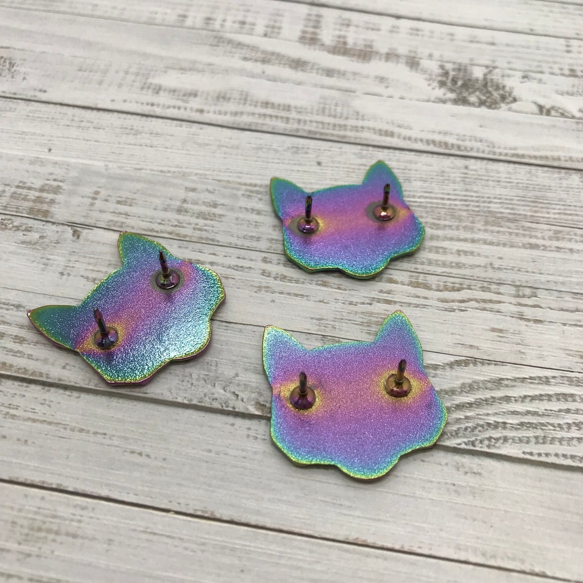 Rainbow Metal Cat Enamel Pin | Badge Multi Chrome Gift - Etsy