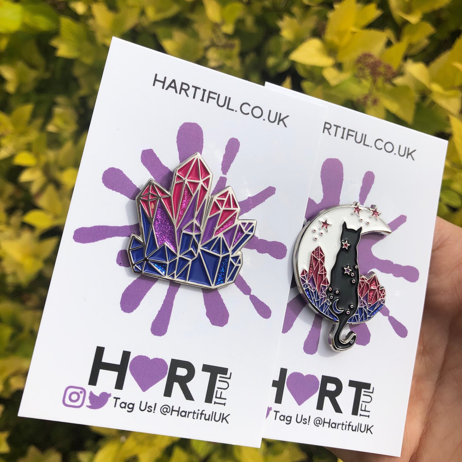 Bisexual Pride Flag Crystal and Cat Glitter Enamel Pin Set of - Etsy