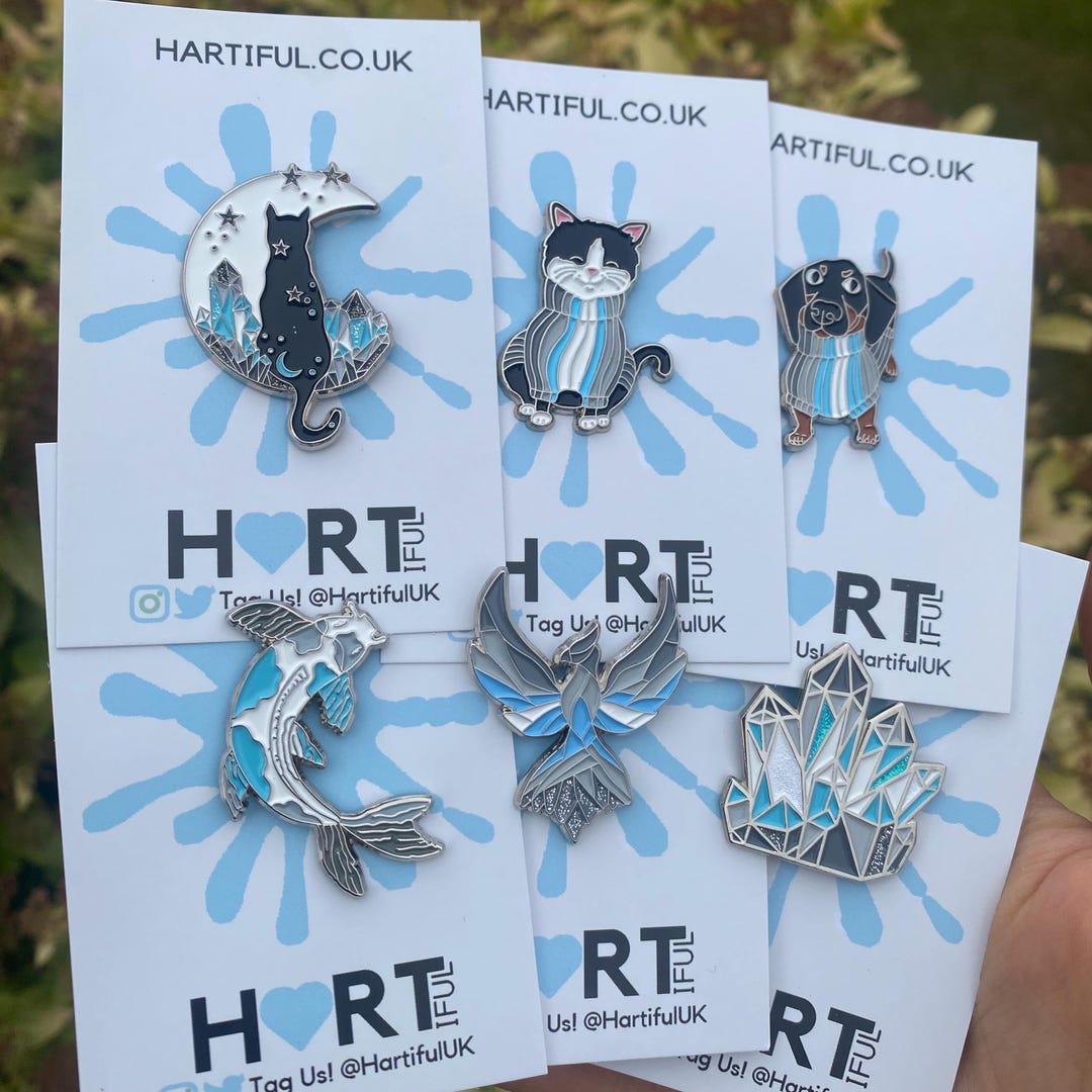 Demiboy Pride Flag Enamel Pin Set: Crystal & Cat Glitter Lapel Pins - Etsy