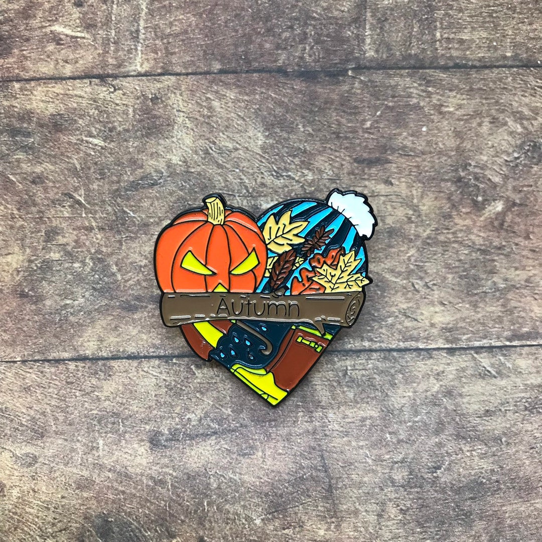 Autumn / Fall Heart Enamel Pin Halloween Pumpkin Leaves - Etsy UK