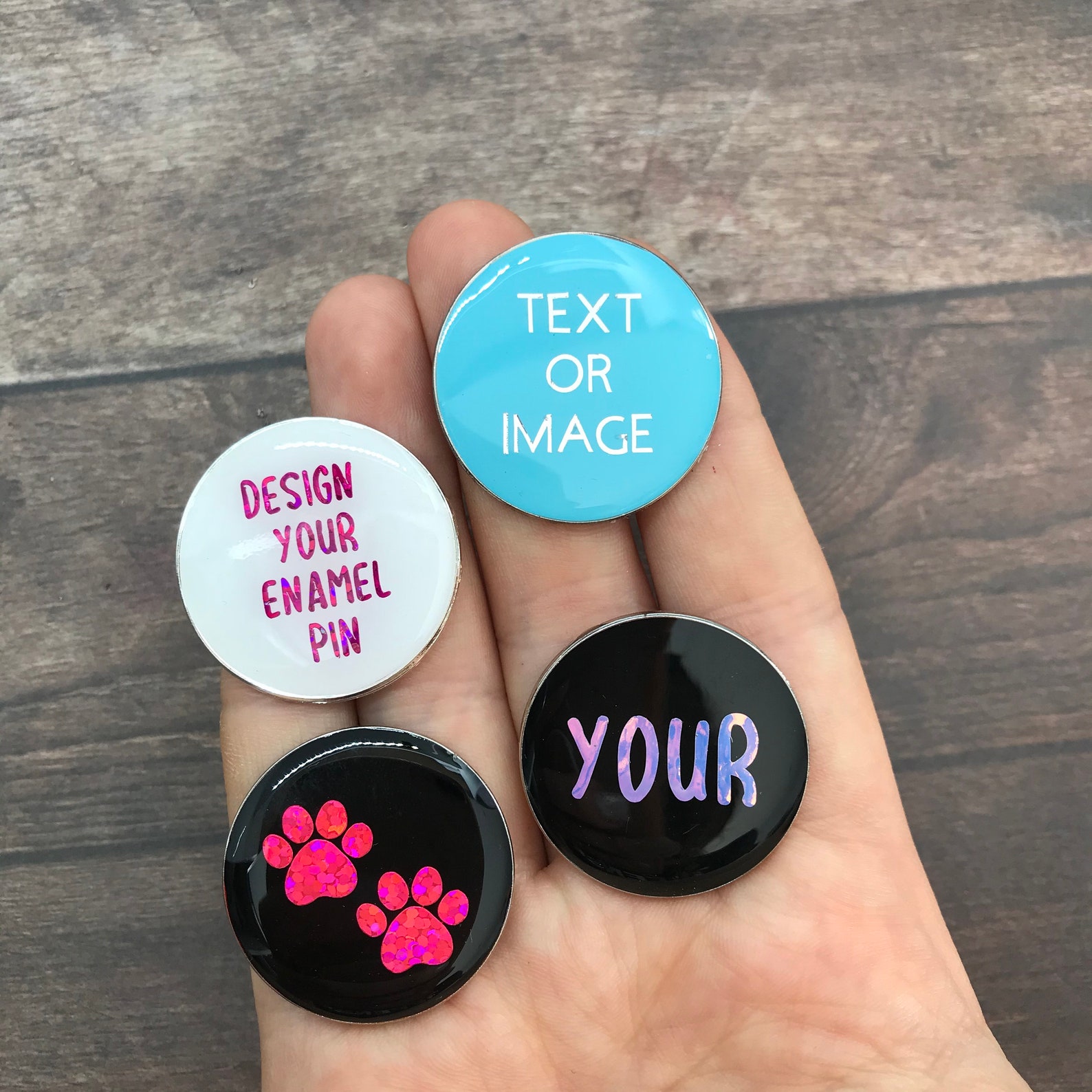 Personalised Pick Your Text/shape Circle Enamel Pin - Etsy