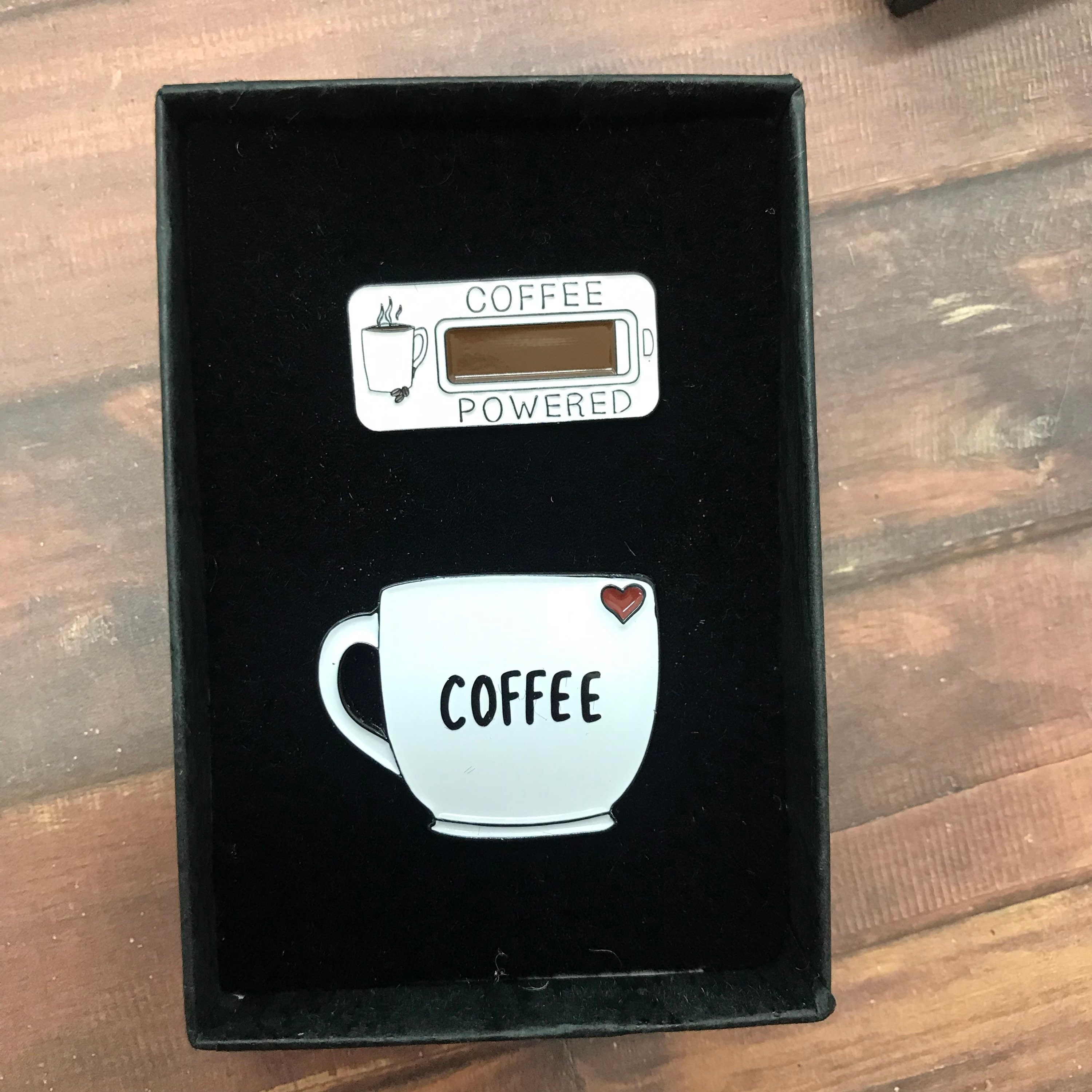 T Set Set Of Two Coffee Mug And Coffee Powered Enamel Pin