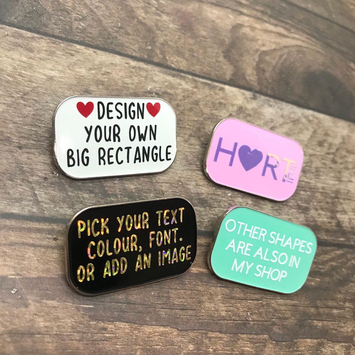 Personalised Design Your BIG Rectangle Enamel Pin Customised | Etsy