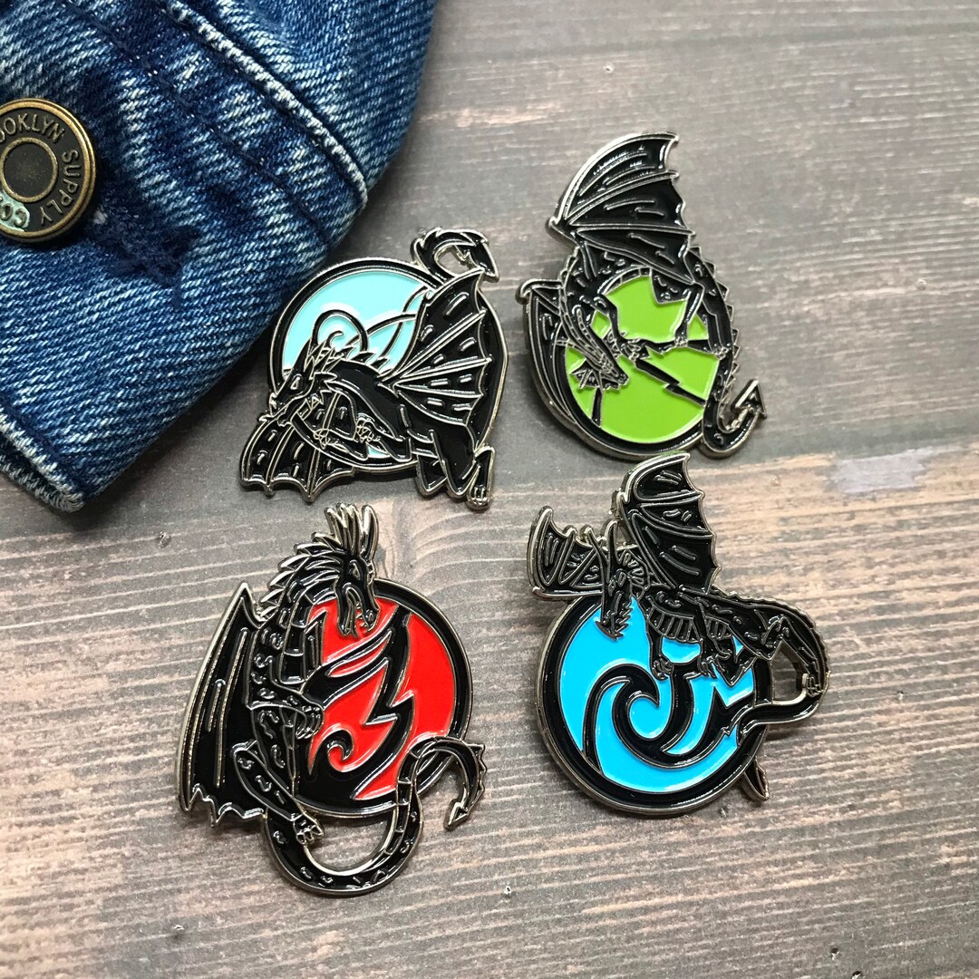 Dragon Elements Inspired Enamel Pin | Earth, Fire, Water, Air ...
