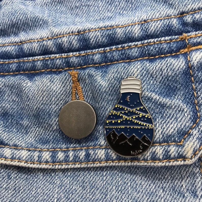 Star Gazing Lightbulb Enamel Pin: Fairy Lights Astrology Badge - Etsy