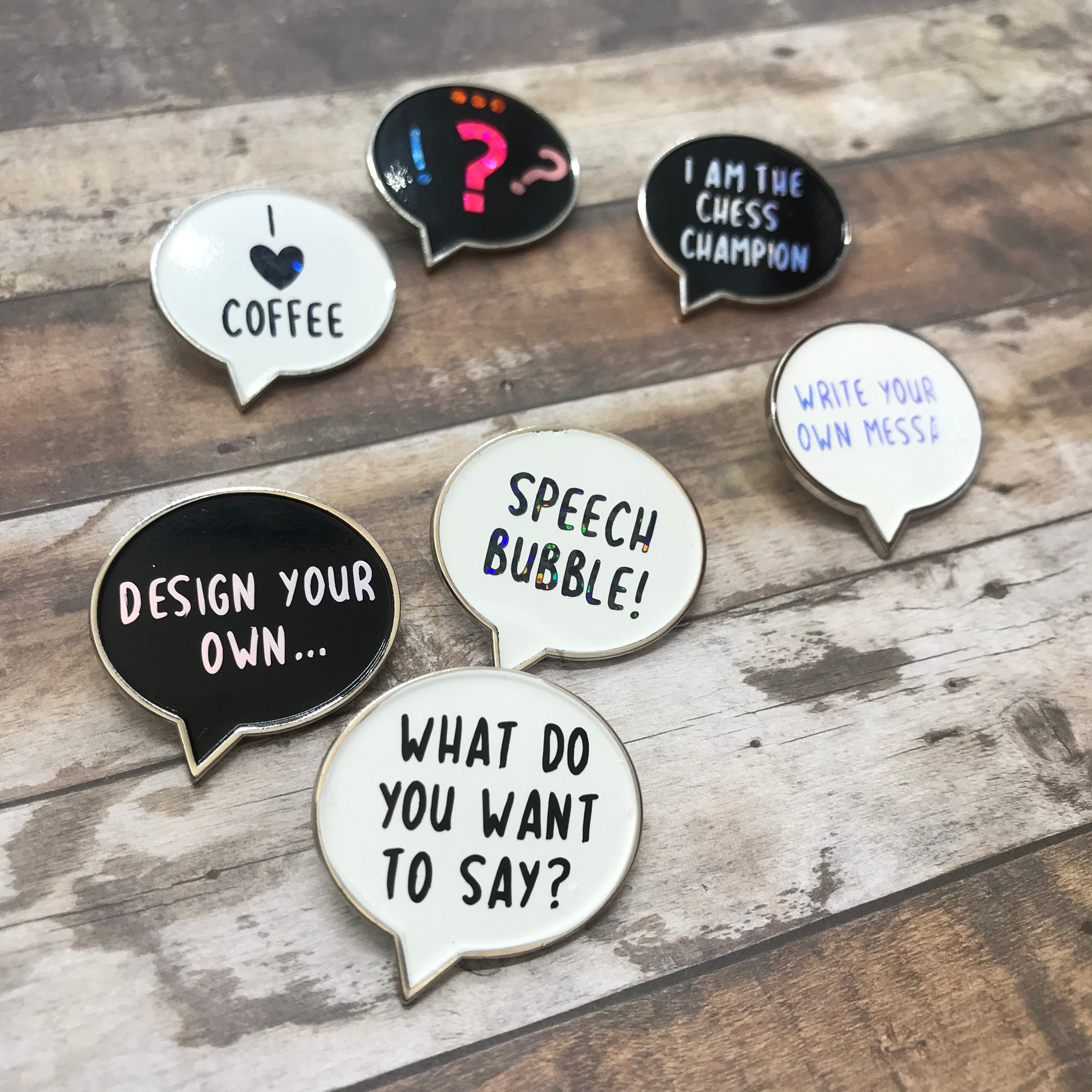 Personalised Design Your Speech Bubble Enamel Pin Customised - Etsy ...