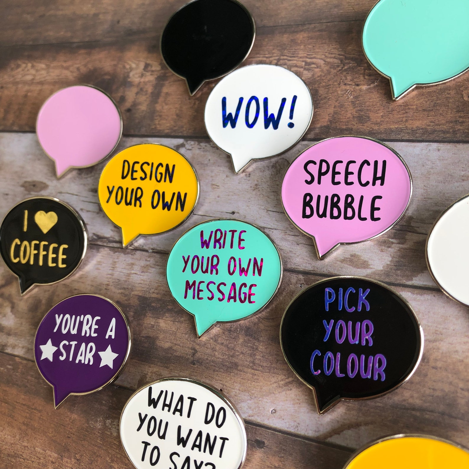 Personalised Design Your Speech Bubble Enamel Pin Customised - Etsy UK