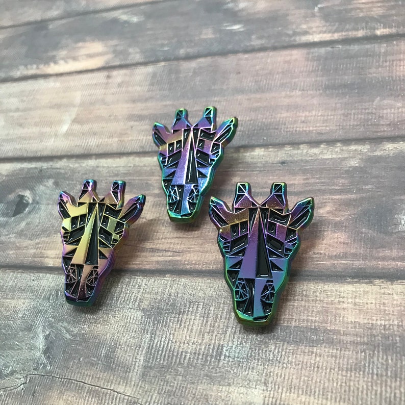 Rainbow Metal Giraffe Enamel Pin Badge Multi Chrome Stocking | Etsy