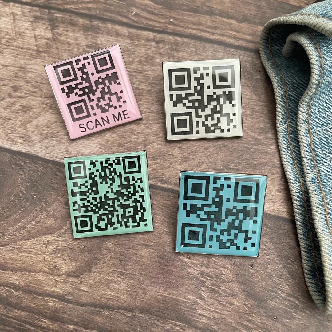 Engraved QR Code Enamel Pin, Custom Scannable QR Gift, Tech Lover ...