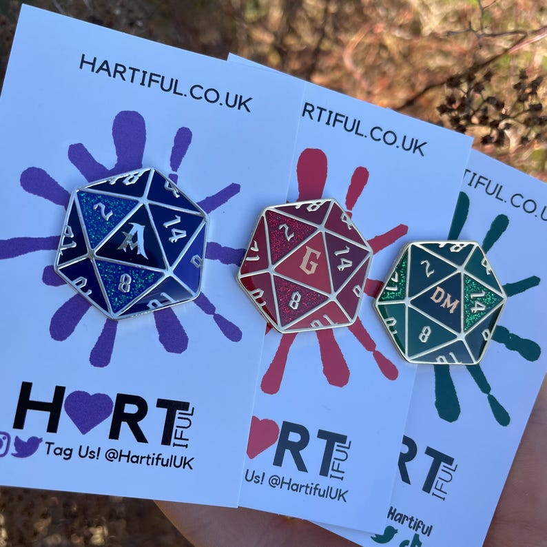 Customisable Dice D20 Enamel Pins, RPG Gift – Tabletop Gamer Accessory ...