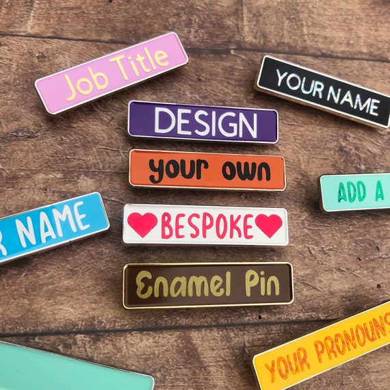 Personalised Design Your Rectangle Enamel Pin Customised Pin - Etsy