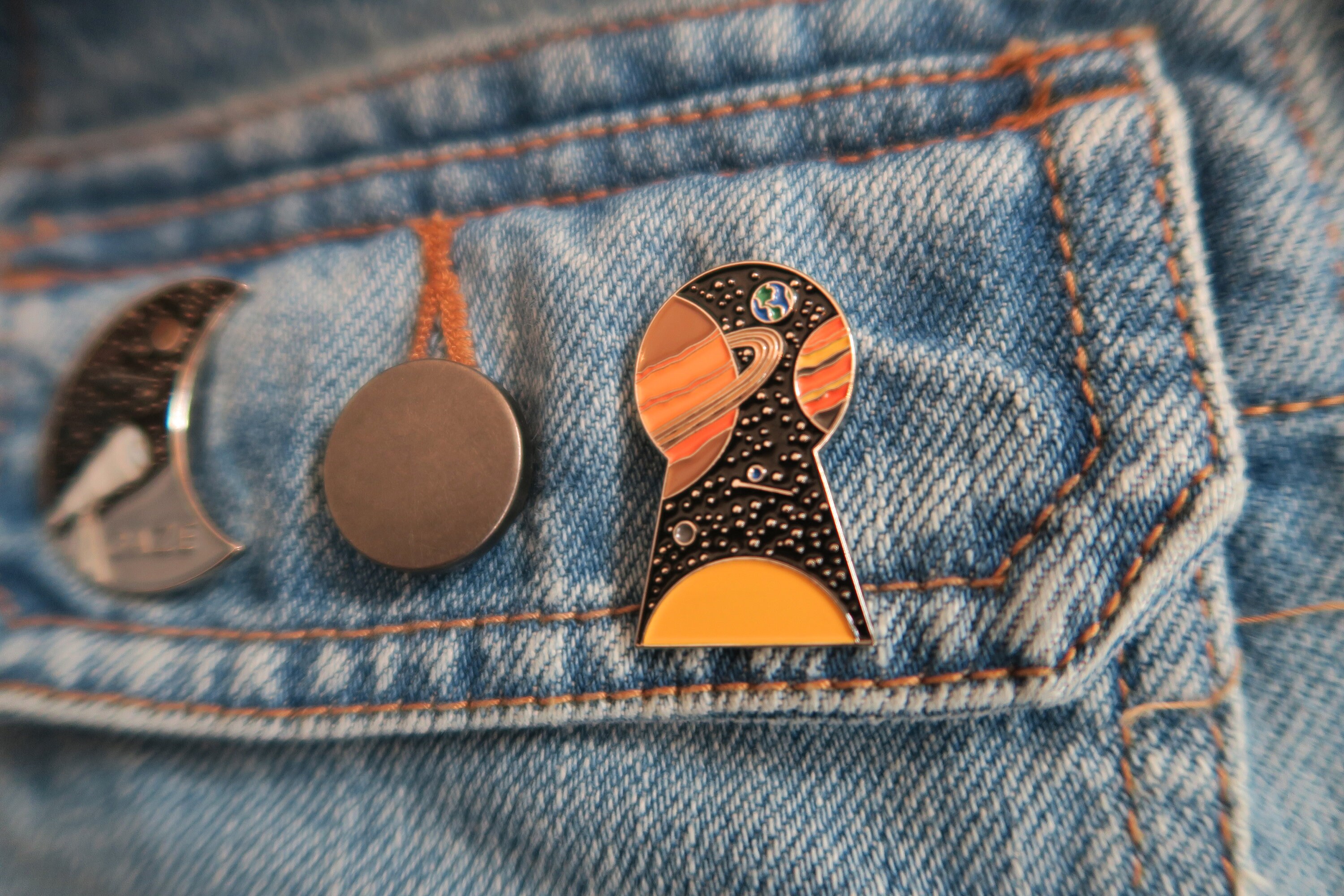 Space Keyhole Enamel Pin | Outer Space | Galaxy, Planets, Stars | Astrology
