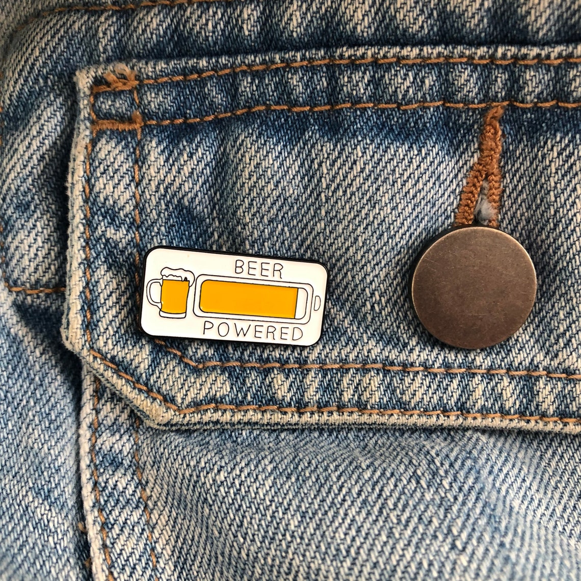 Beer Powered Enamel Pin: Funny Lapel Badge Gift - Etsy