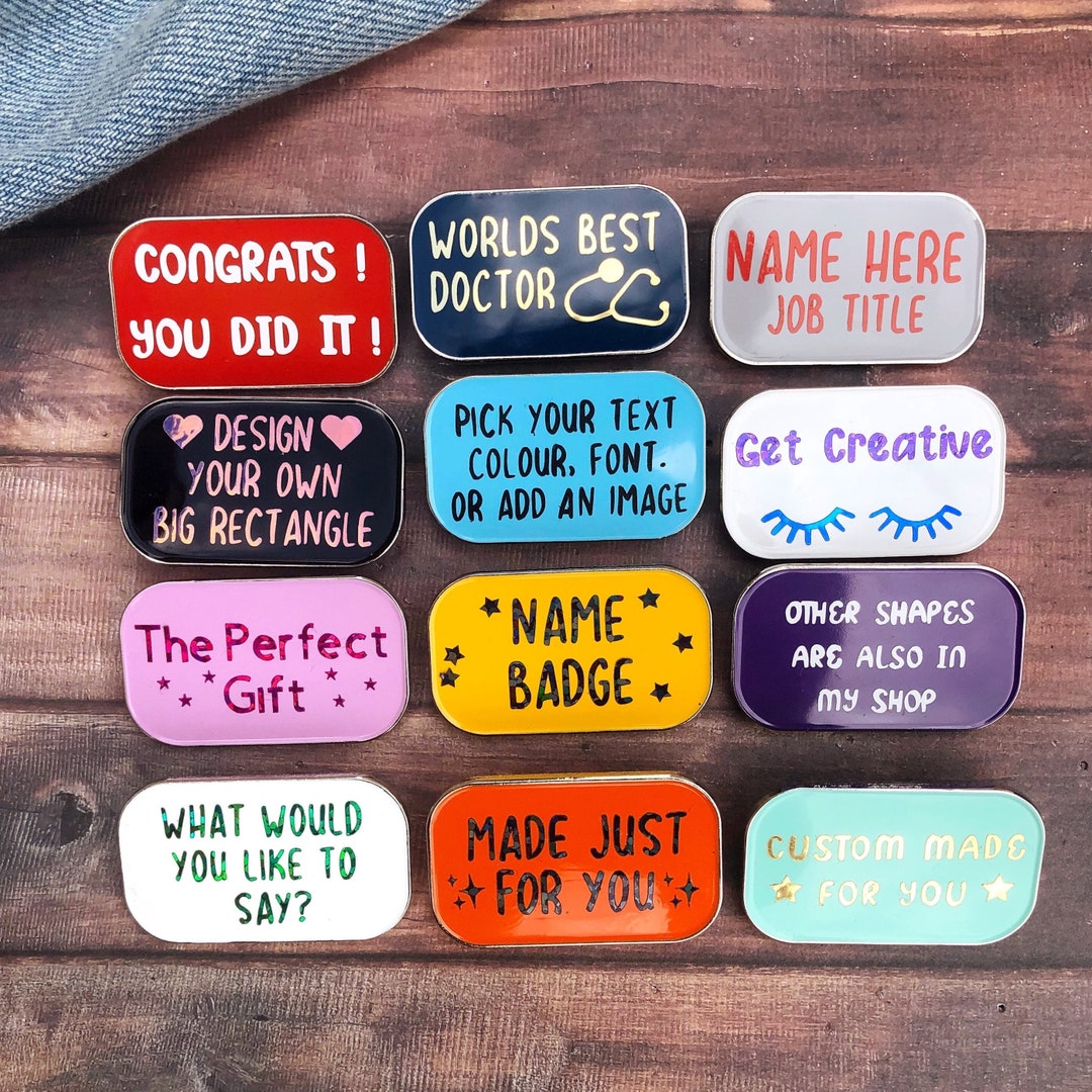 Personalised Design Your BIG Rectangle Enamel Pin | Customised Pin ...