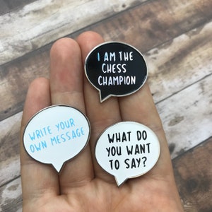 Personalised Design Your Speech Bubble Enamel Pin | Customised Pin ...