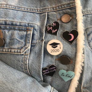 Personalised Pick Your Text/shape Circle Enamel Pin | Customised Pin ...