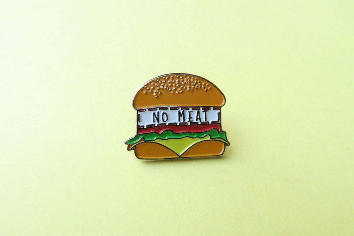 Vegeterian/Vegan No Meat Burger Enamel Pin. Lapel | Etsy