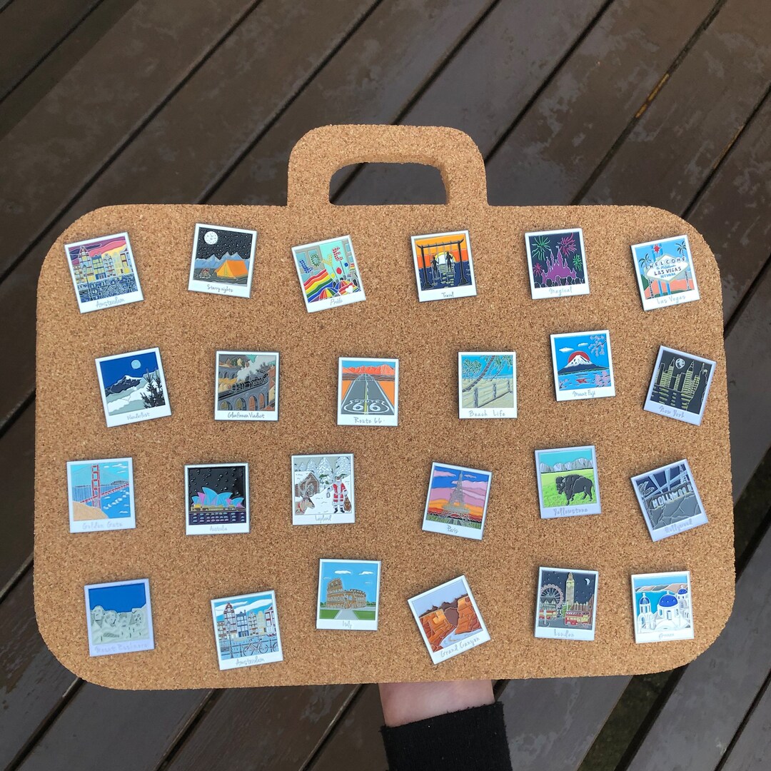 Travel Suitcase Pin Board | Enamel Pin Display | Cork Board - Etsy