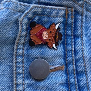 Cowboy Highland Cow With Rodeo Enamel Pin | Gift | Lapel Pin, Badge ...