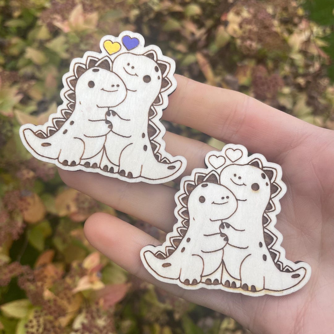 Customisable Dinosaurs Hugging Wooden Fridge Magnet | Gift | Gift, T ...