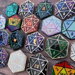 Customisable Dice D20 Enamel Pins, RPG Gift – Tabletop Gamer Accessory ...