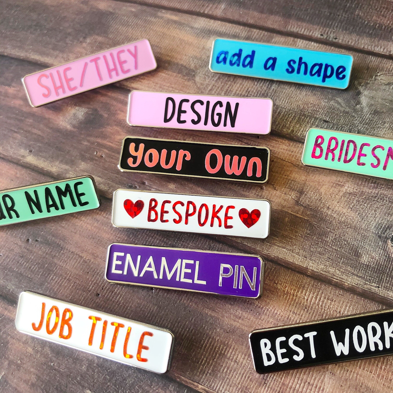 Personalised Design Your Rectangle Enamel Pin Customised Pin Badge ...