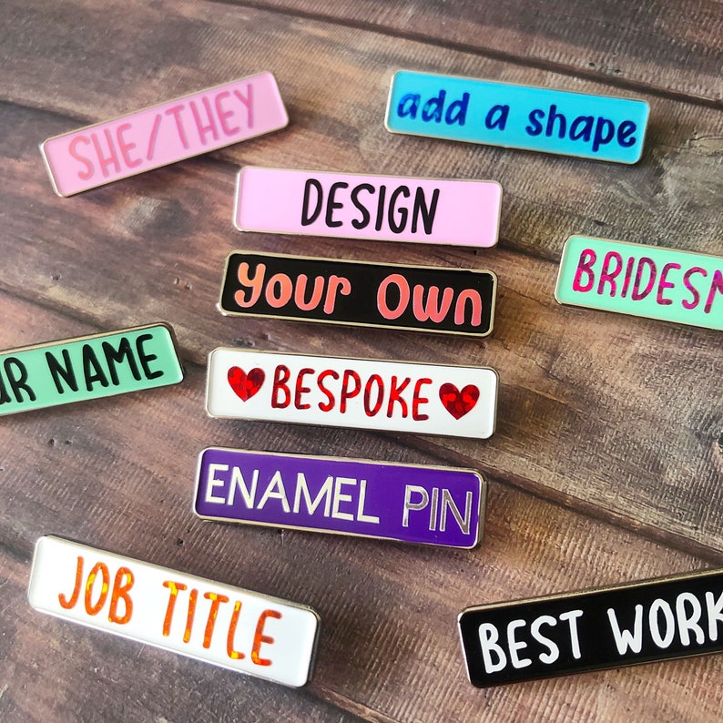 Personalised Design Your Rectangle Enamel Pin Customised Pin - Etsy UK