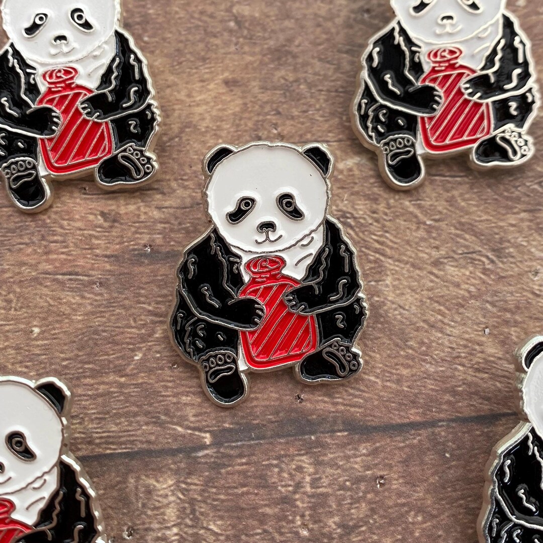 Cosy Panda Enamel Pin | Silver Metal Badge - Etsy UK