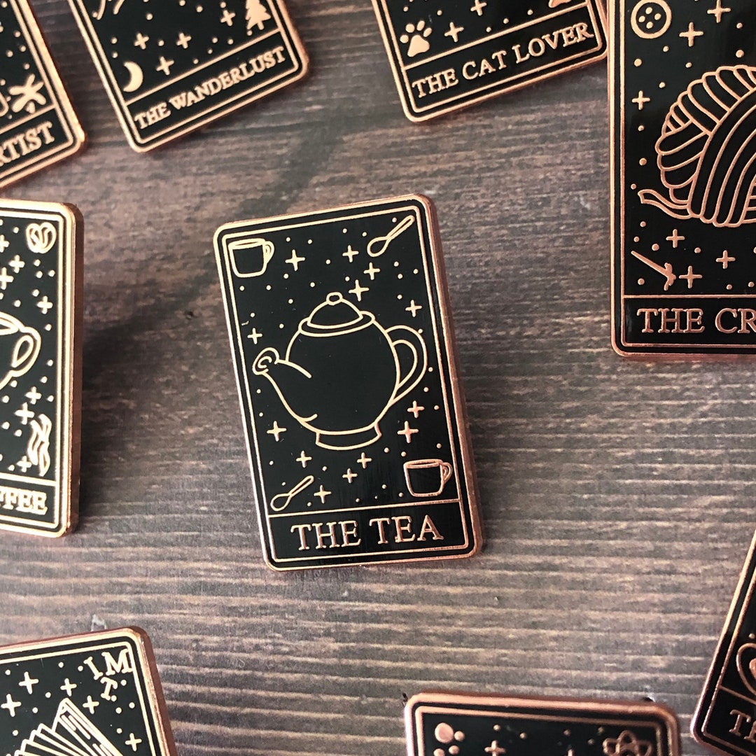 Tea Tarot Card Enamel Pin: Rose Gold Tea Lover Gift - Etsy