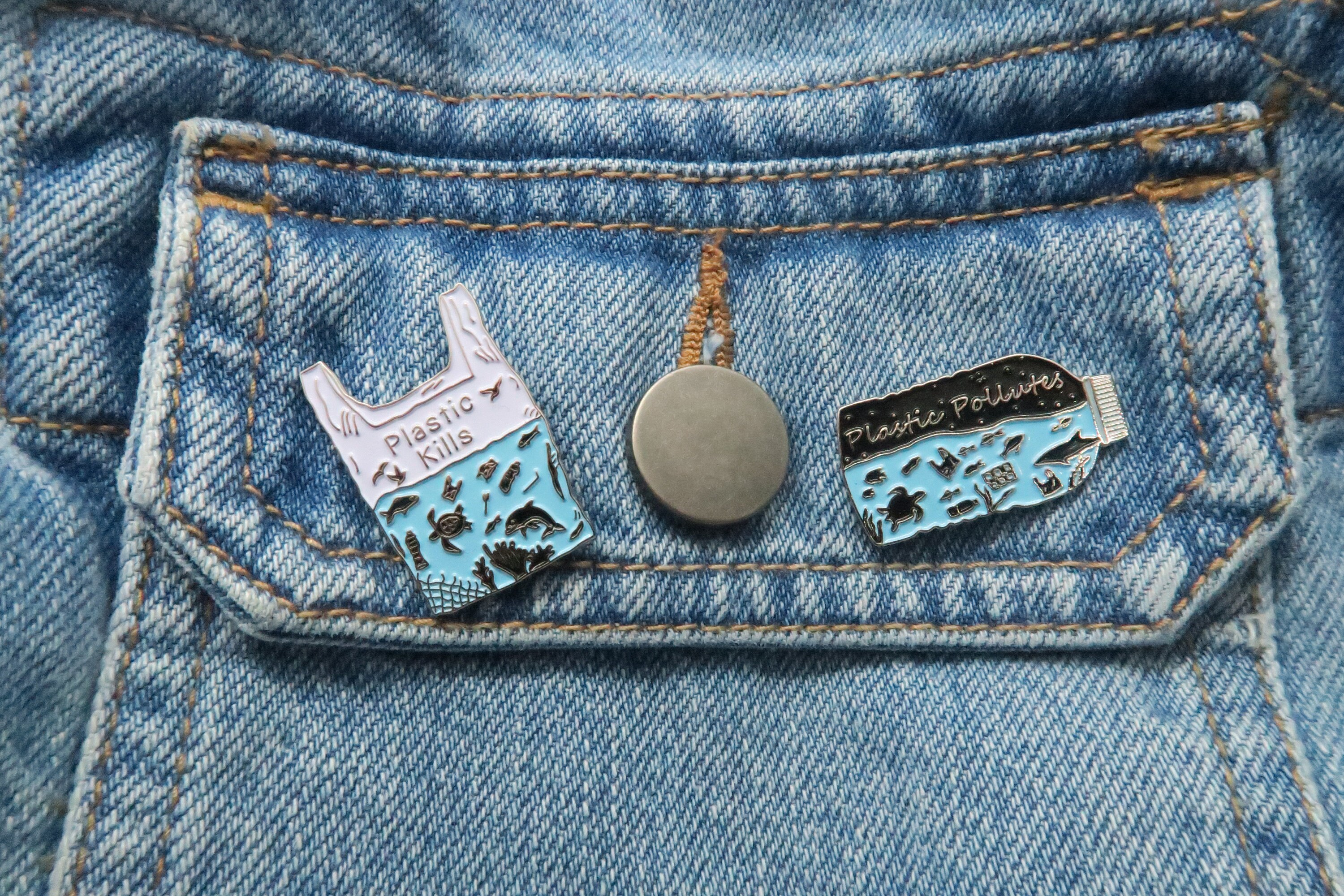 Charity Pin | Plastic Kills Enamel Pin / Brooch | Environment Marine ...