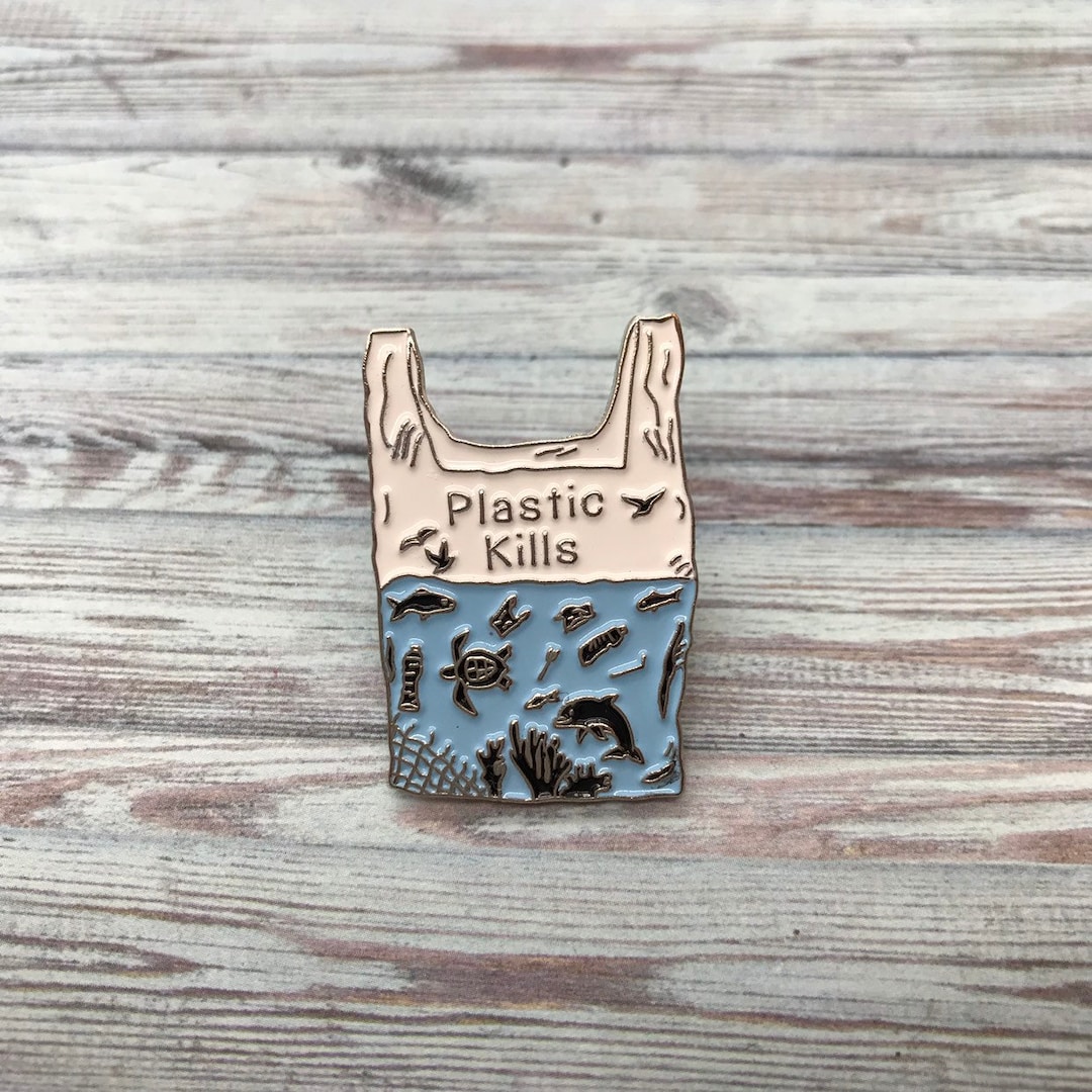 Plastic Kills Enamel Pin: Marine Conservation Charity Brooch - Etsy