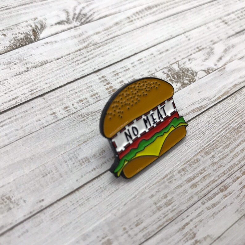 Vegeterian/vegan no Meat Burger Enamel Pin. Lapel | Etsy