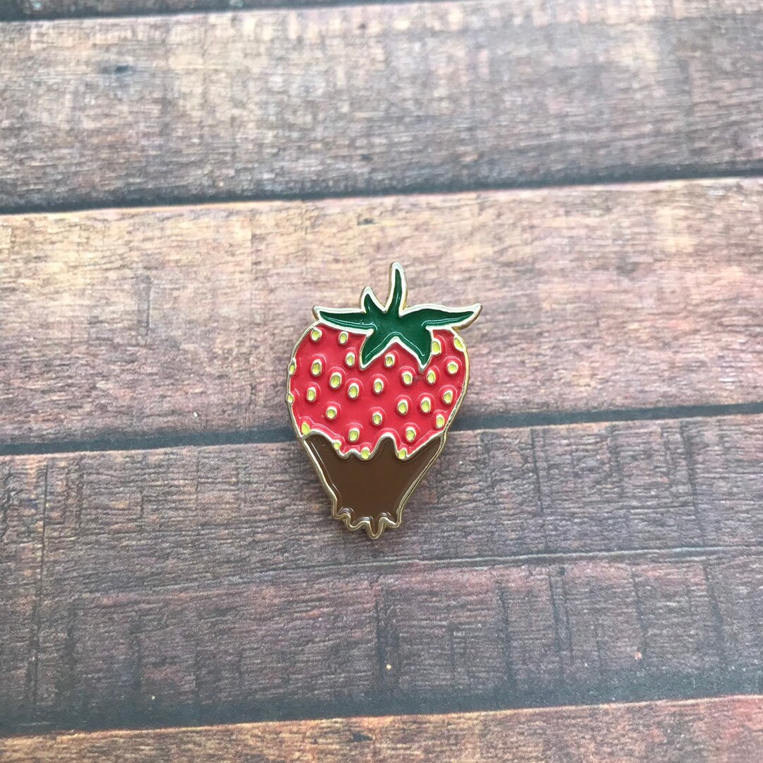 Chocolate Strawberry Pin Fruit Enamel / Lapel Pin, Brooch, Badge ...