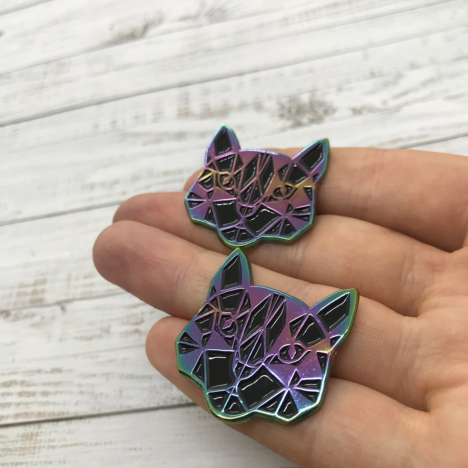 Rainbow Metal Cat Enamel Pin | Badge Multi Chrome Gift - Etsy