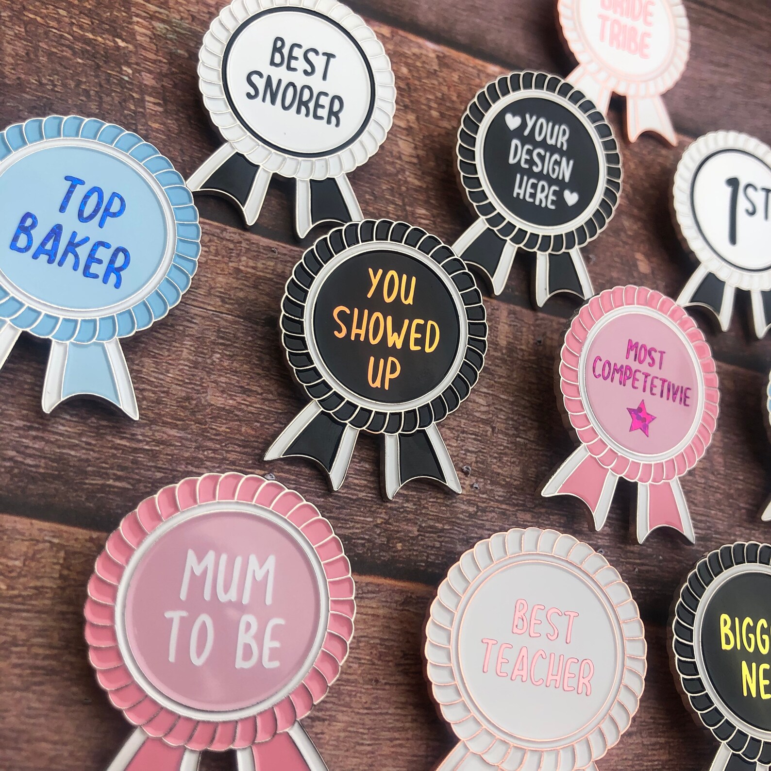 Personalised Design Your Rosette Award Enamel Pin Customised - Etsy