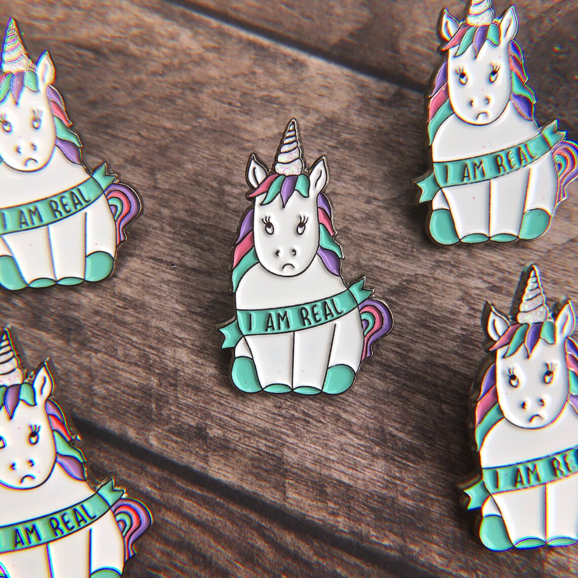 Unicorn Enamel Pin “I Am Real” | With Glitter - Etsy