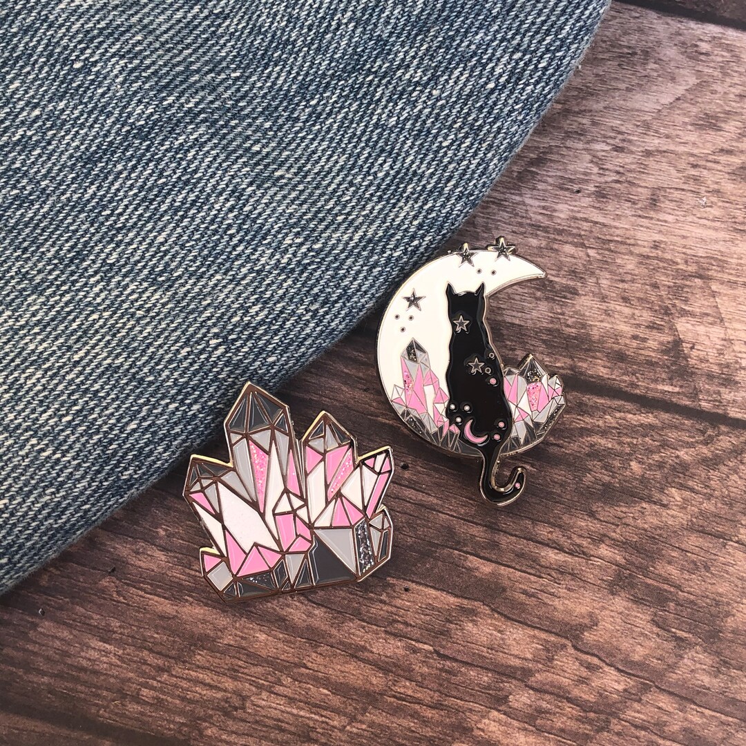 Demigirl Pride Enamel Pin Set: Crystal & Cat Glitter Lapel Pins - Etsy