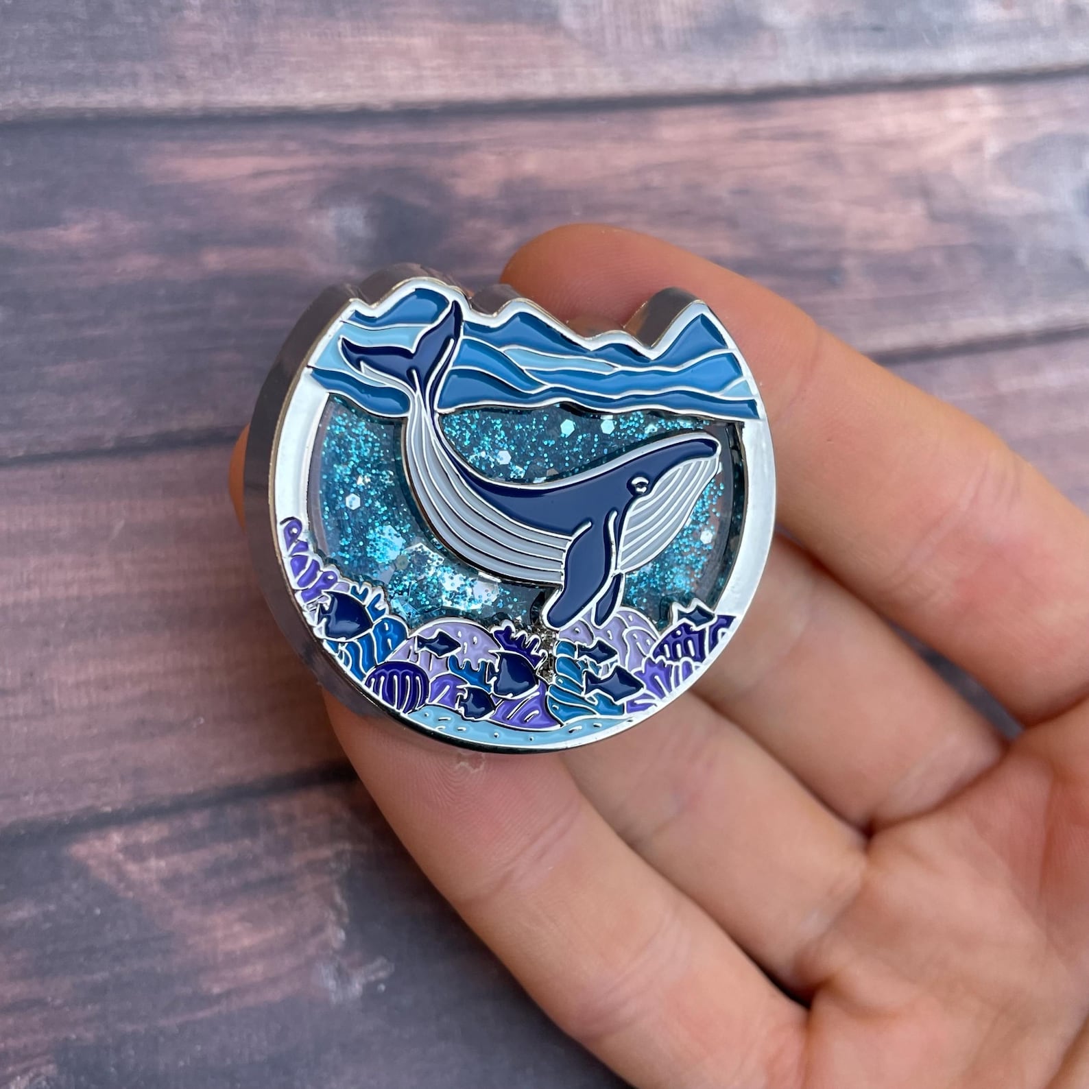 Shaker Whale Enamel Pin – Glitter Quicksand Ocean Bubbles - Etsy