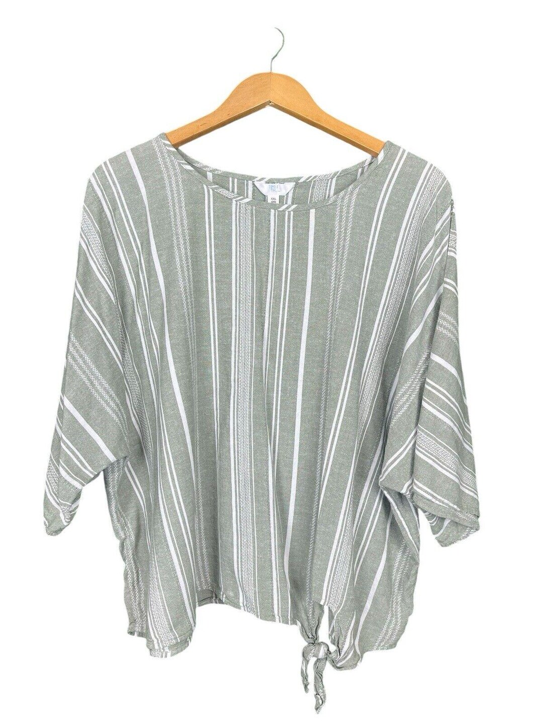 Sage Green Striped Linen Top Women Size XXL Casual - Etsy