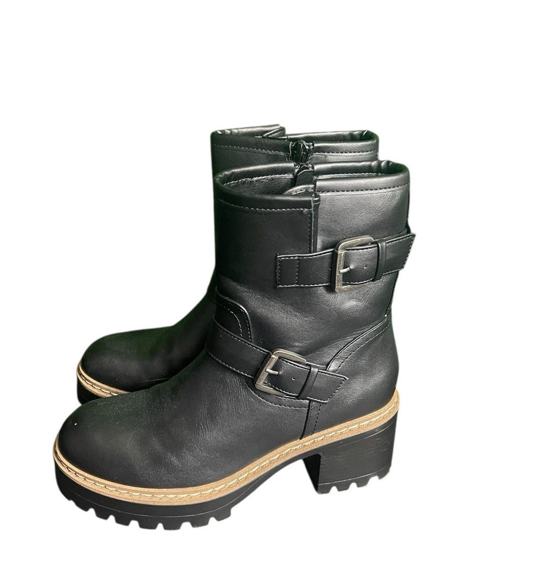 Black Biker Platform Combat Boots Size 7.5 Chunky Grunge Goth - Etsy
