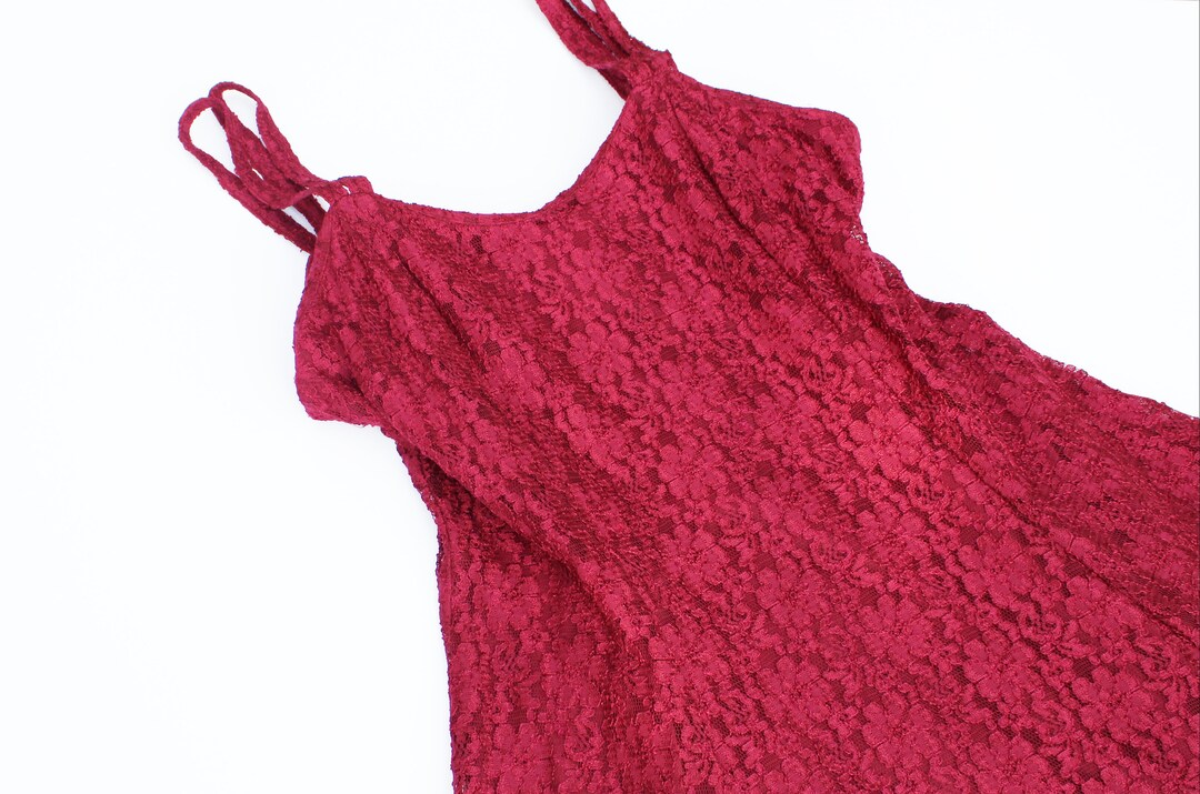 Burgundy Red Lace Cocktail Dress Size 11 Size 12 Party Dress 90210 ...